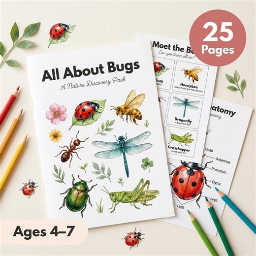 Bug Science Worksheets | Preschool Nature Activities | Ages 4-7 (printable PDF) - Etsy