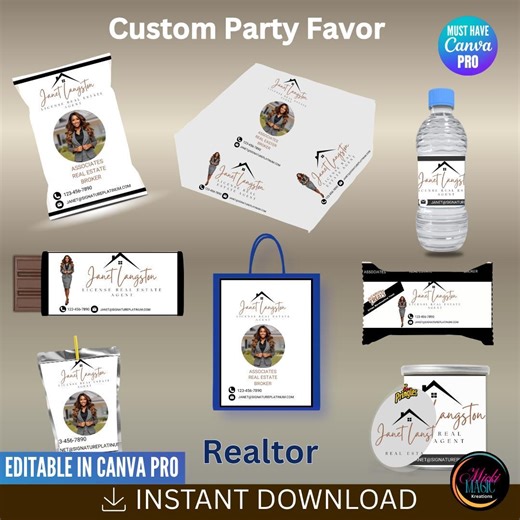 Realtor Party Favor Template Bundle: Canva Editable Design (digital Download) Open House Marketing Treats - Etsy