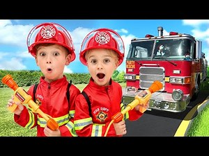 Kids pretend play firefighter - Fire Truck Rescue Missions