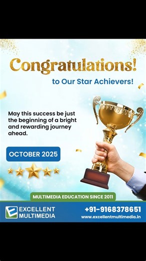 🎉 October 2025 Placement Highlights | Excellent Multimedia 🎉 Throwback to one of our proudest months, where our talented students successfully stepped into the professional world and started their creative careers with leading companies in India and Dubai! 🚀 At Excellent Multimedia, we don’t just teach software — we create job-ready designers with: ✔ Strong portfolios ✔ Industry-level practical training ✔ Interview preparation ✔ Real-world projects ✔ 100% Placement Support Our October 2025 pl
