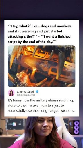 Humorous Pitch Movie Idea Featuring Giant Dogs and Monkeys Attacking Cities