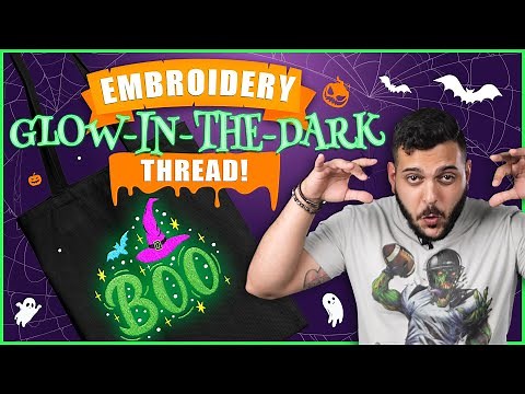 We tried GLOW IN THE DARK embroidery threads for the first time!