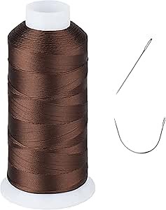 UV Resistant - Heavy Duty Outdoor Thread for Hand or Machine Sewing - Simthread 100% Polyester Bonded Thread Tex 69 (12wt) - 1500 Yards NP-D.Brown