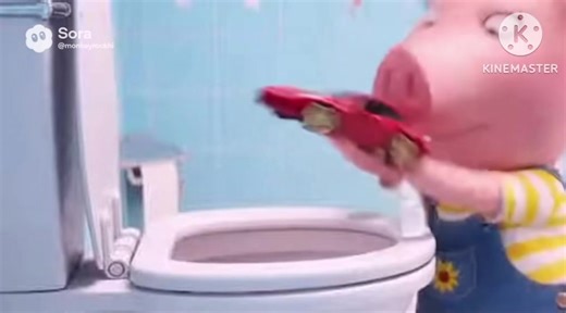 Olive piglet flushes car toy sora ai ytp pt.2 #kinemaster #mickeystexasadventure #piglet #ytp