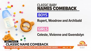 26K views · 93 reactions | Retro baby names like Rupert, Woodrow, Archibald, Celeste, Vivienne and Gwendolyn are tipped to make a comeback in 2022  | Sunrise | Facebook