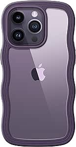 Amazon.com: JETech Cute Case for iPhone 14 Pro Max 6.7-Inch, Wave Frame Curly Shape Shockproof Phone Cover for Women and Girls, Clear Hard PC Back (Deep Purple) : Cell Phones & Accessories