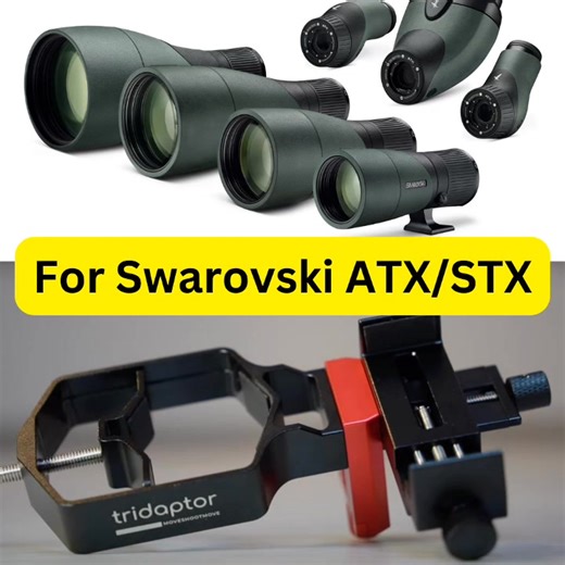 ⭐⭐⭐⭐⭐Fits on the Swarovski ATX eyepiece!! "Most of the adapters don't fit on the eyepiece of the Swarovski ATX spottingscope. tridaptor does. And with the right telephone, it will auto-focus for sharp images. I'm very pleased with this adapter!" - Tobias Leurs(Hilversum, NL) | Move Shoot Move Rotator