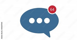 4k color animation of receiving 99 messages in messenger. Animation messenger icon with counting number. Formats UHD, HD, 1080p 4K.