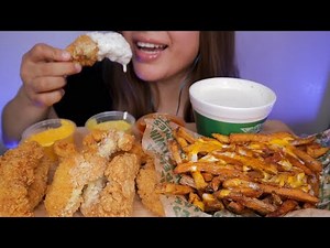 ASMR CRISPY WINGSTOP TENDERS + VOODOO FRIES MUKBANG *NO TALKING*
