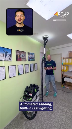 Smooth ceilings, no mess — this sanding tool does it all. | Startup Selfie