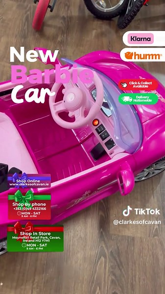 Barbie RC Ride-On fun! Let little drivers take control with this remote-controlled Barbie ride-on, perfect for indoor and outdoor play and guaranteed smiles this Christmas ✨🎄 🛒 Shop now: https://f.mtr.cool/uzzwgsmpxq 📍 Clarkes of Cavan – Moynehall Retail Park (H12 Y7H1) 📞 (049) 433 2166