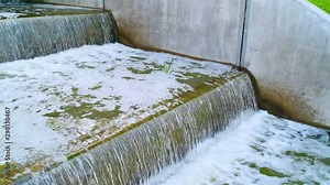 running water in the river dam, river waterfall, plant, park, step, stream, green, canal, running, dam, flora, waterway, natural, environment, river, water, pond, outdoors, beautiful, splashing