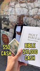 1.2M views · 52K reactions | Millionaire offering people $50 or take the bible which had $10000 cash #Giveaway #bible #Cash #usa #america #help #fyp #viral #trending | Chris And Jasmin | Facebook