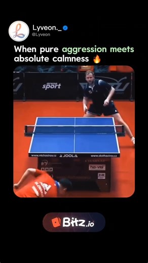 Lyveon | The post showcases a high-intensity table tennis rally between a player who screams aggressively after every return and a remarkably stoic... | Instagram