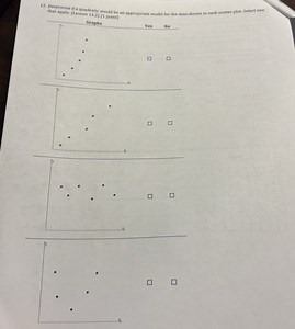 Determine if a quadratic would be an appropriate model for the ... | Filo
