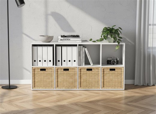 White Cube Storage Organizer, Modern Cubby Bookshelf With Back Panel - Etsy