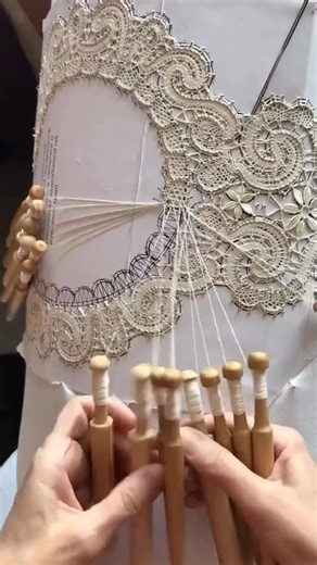 Car Harkins on Instagram: "Bobbin lace originated in 16th-century Italy, evolving from passementerie or braid-making. It spread through Europe, becoming a significant craft in Flanders and Normandy by the 17th century."