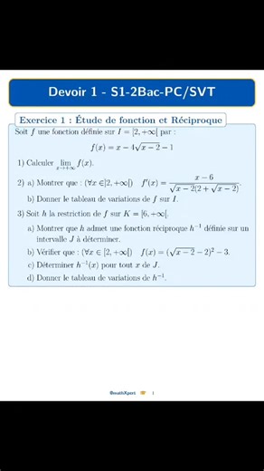 Devoir 1 à domicile semsetre 1 niveau : 2 bac PC/SVT #MathXpert #math #explore #المغرب🇲🇦تونس🇹🇳الجزائر🇩🇿 #bac2026 #bacmaroc #bac2026❤️✨ #bac2026_yes_we_can #BAC #bac2026 #🎓📖📔📚📑💡yes_we_can_do_it #bac2026_بإذن_الله_ #bac2026 #viral #fypシ゚viralシfypシ゚viralシalシ #fypシ゚ #explorepage | MathXpert