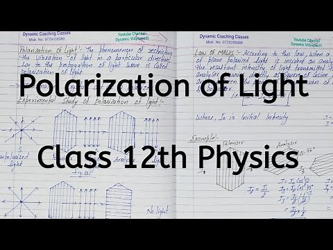 Polarization of Light, Chapter 10, Wave Optics, Class 12 Physics