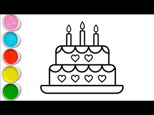 Birthday Cake Coloring / Cake drawing for kids easy and simple