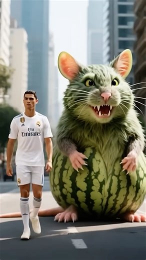 Ronaldo Works Hard to Raise a GIANT WATERMELON MOUSE 🍉🐭 to Fight Messi & Neymar! #messi #ronaldo