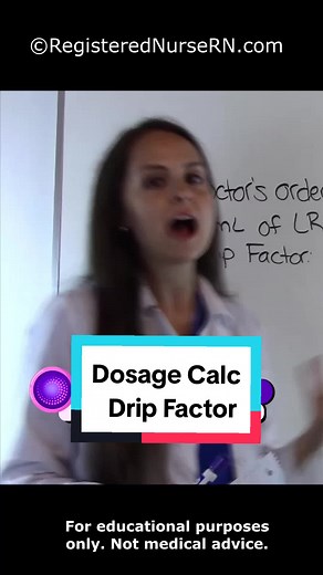 Nursing Dosage Calculations IV Drip Factor (Drops per Minute) Made Easy. Nursing school math doesn't have to be hard. You can learn simple ways to solve dosage calculations in nursing school. #dosagecalculations #nursingdosagecalculation #nursemath #fyp #foryou #dosagecalc #math #nurse #nursesoftiktok #nursetok #nursingschool #nursingschoolhacks #nursesarah #nursingstudent #longervideos #learnontiktok