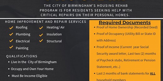 Critical Repair Program providing Birmingham residents with an opportunity to restore their homes