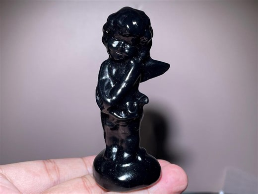 3.2" Hand Carved Obsidian Angel Skull: Crystal Healing Decor - Etsy