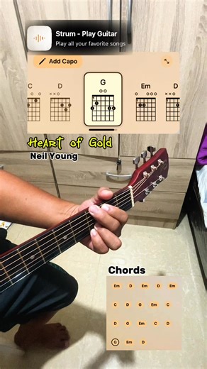 Heart of Gold - Neil Young | Simplified Chords in Strum App ✅ #guitarlessons #guitartutorial #reels #vonguitarsong | Vonn Guitar Lessons