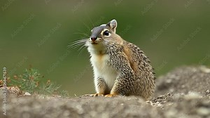 entrance (Urocitellus columbianus) ground Columbian burrow Canada squirrel animal mammal rodent wildlife cute nature wild chipmunk eating prairie grass fur brown park dog gopher red funny small tail Stock Video