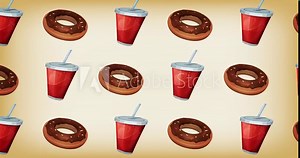 Fast food 2d Motion Graphics Background/ Animation of a design fast food background, with burger, cup of soda, french fries and potatoes for restaurant ads Stock Video