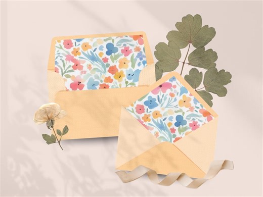 Watercolor Wedding Floral Envelope Liner Printable Wedding Invitation Suite Wildflower Envelop Art Garden Wedding Invite A7 Square Flap - Etsy