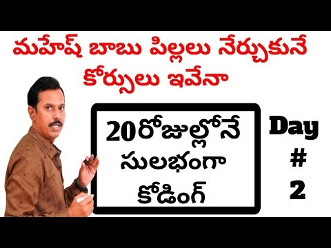 Coding in 20days Day 2 || best way to learn coding in telugu || how to start coding for beginners