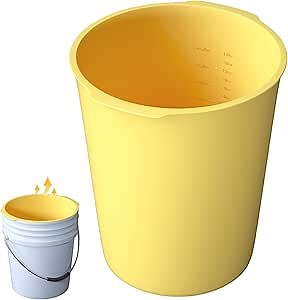 5 Gallon Reusable Bucket Liner, Time Saving Concrete Tools Durable Silicone Bucket Insert, Food Grade Container for Food Storage, for Paint, Thinset, Ice, Slime, Cleaning, Wall Patch Compound (Yellow)