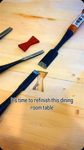 After nearly 20 years of hard use by 4 kids, it was time to refinish the dining room table. If you are into self flagellation, I’d like to recommend hand planing rock maple. I knew this table wasn’t completely flat. So I went at it with my Lee Valley #7. A workout is an understatement. Fixed a couple of blemishes with some chakte-kok bow ties. Applied #transtint antique maple dye. Then gave it a good sanding. I wanted it to have the antique look that maple gets after many years of love. Then I f