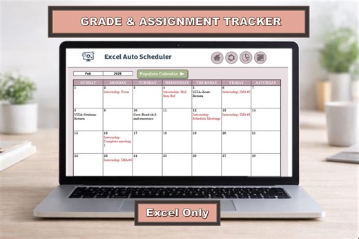 Excel Student Planner | Auto Calendar, Assignment Tracker (digital Download) - Etsy Canada