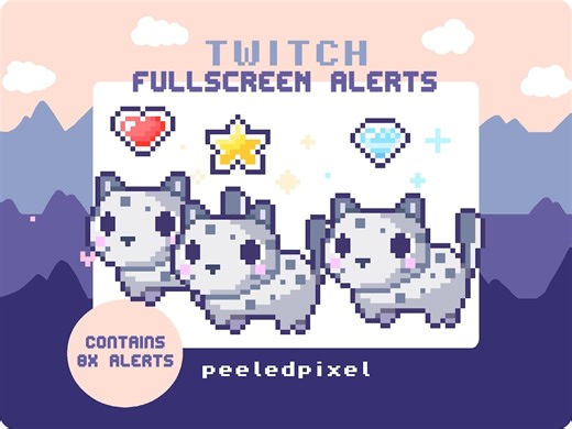 Snow Leopard Fullscreen Alert Pack | Animated Pixel Snow Leopard Bundle | Stream Animal Overlay Assets | 8x Alerts - Etsy UK