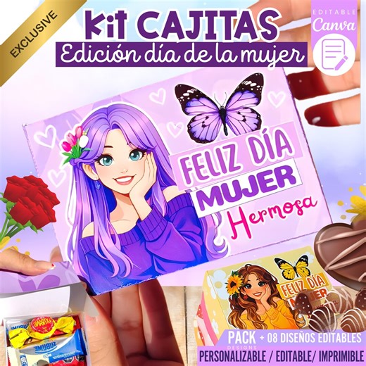 Women's Day Gift Box Templates, 8 Editable Canva Designs (digital Download) - Etsy