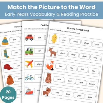 Match the Picture to the Word | Kindergarten Vocabulary & Reading Worksheets