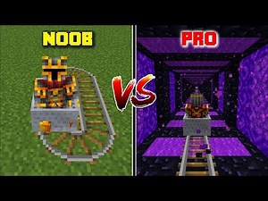 NOOB ROLLER COASTER VS PRO ROLLER COASTER / TRAVEL THROUGH THE ZOMBIE ROLLERCOASTER !! Minecraft