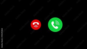 Incoming call ring icon animation on black background . Phone ring sign Animation of phone call icon. 4k