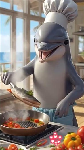 Dolphin Chef Cooks Fish Tacos 🐬🌮 | Funniest Animal Cooking Show #ai #cuteanimals #shorts #dolphin