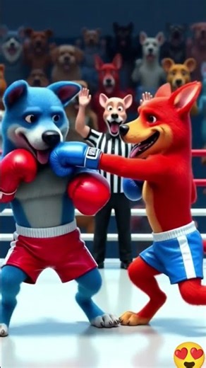 two bodybuilder dogs in boxing 3d cartoon animation #ai #funny #animatedmovie #cartoon #boxing