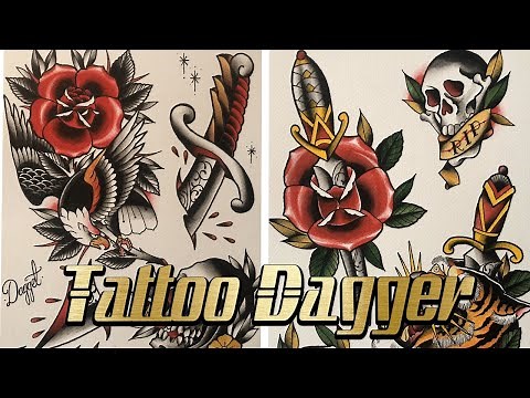 How to draw a Dagger (Tattoo style)