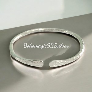 Handmade Hammered Sterling Silver Bangle: Stackable Cuff Bracelet - Etsy