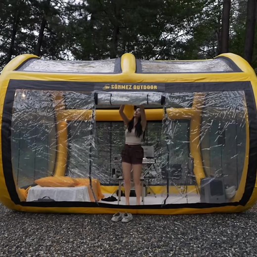 Pretty girl Camping with a transparent inflatable tent. Relaxing in the forest in heavy rain #girlcamping #camp #camping #outdoors #asmr #relax #vlog | Bank in Cambodia | Facebook