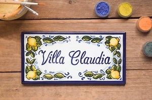 Custom Lemons Address Plaque, Amalfi Coast Ceramic Tiles, Italian House Number Plaque, Welcome House Plaque, Lemons House Number Tile - Etsy