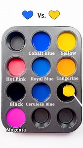 Cobalt Blue Vs Yellow Satisfying Color Mixing #colormixing #satisfying #asmr #painting #colors | Painting Academy