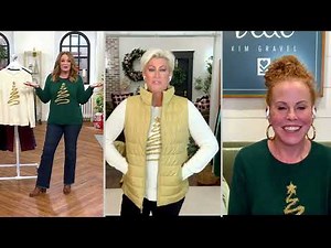 Jingle Belles by Kim Gravel Gold Lurex Oh Christmas Tree Sweater on QVC