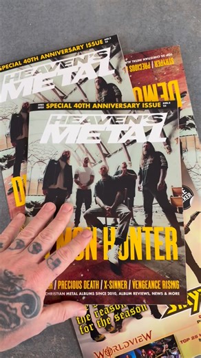Jeremiah Scott on Instagram: "Sharing a @heavensmetalmagazine reverse cover with Stryper! Also produced two albums listed in their top 25 since 2010 article. @livingsacrificemetal Ghost Thief album was #3! (Well deserved boys!) and a lovely review on THERE WAS A LIGHT HERE. Photos in the magazine were taken by @tylerbyars_"